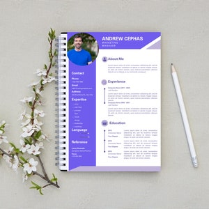 Purple Resume Template: Modern CV With Cover Letter (word) - Etsy