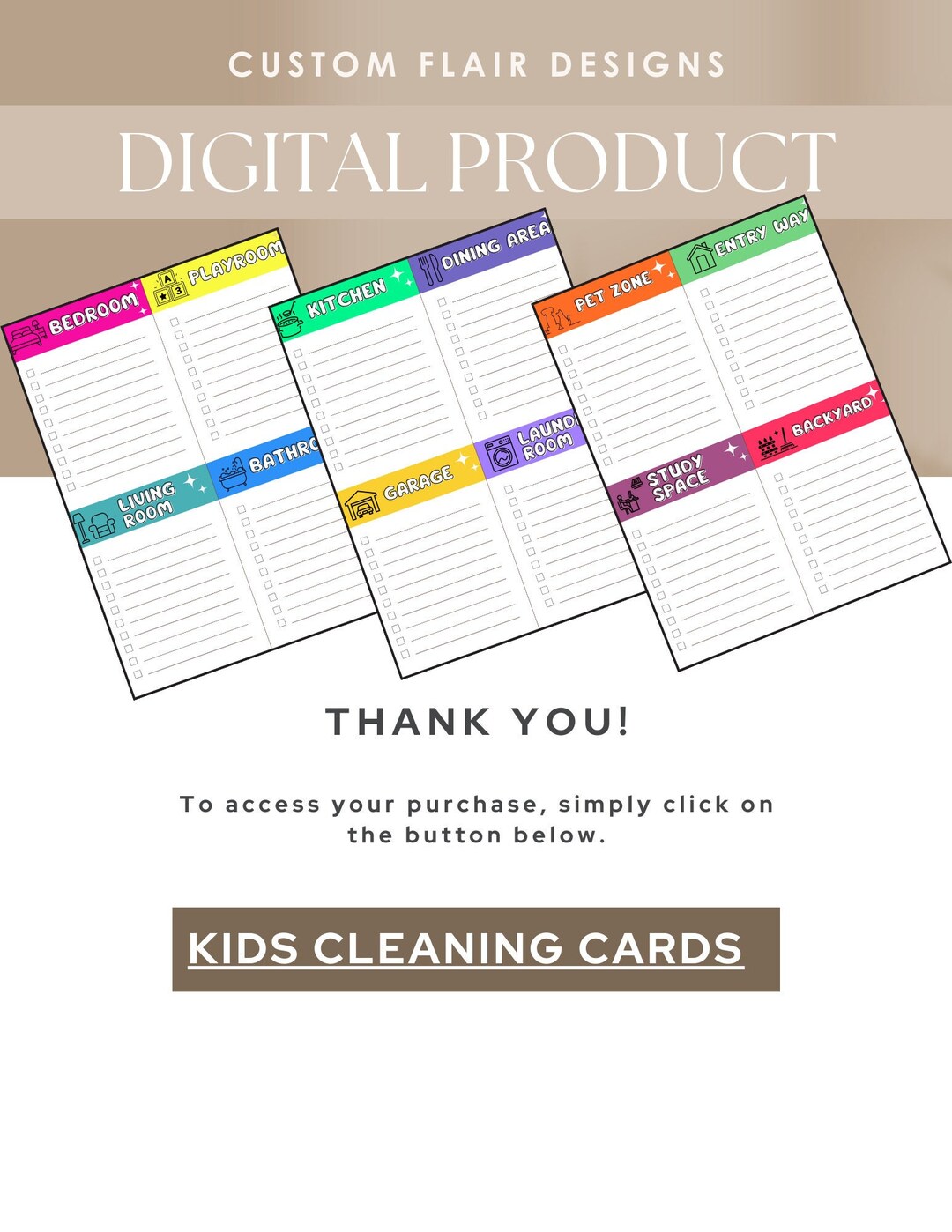 Editable ADHD Cleaning Checklist, Cleaning Cards for Elementary Aged ...
