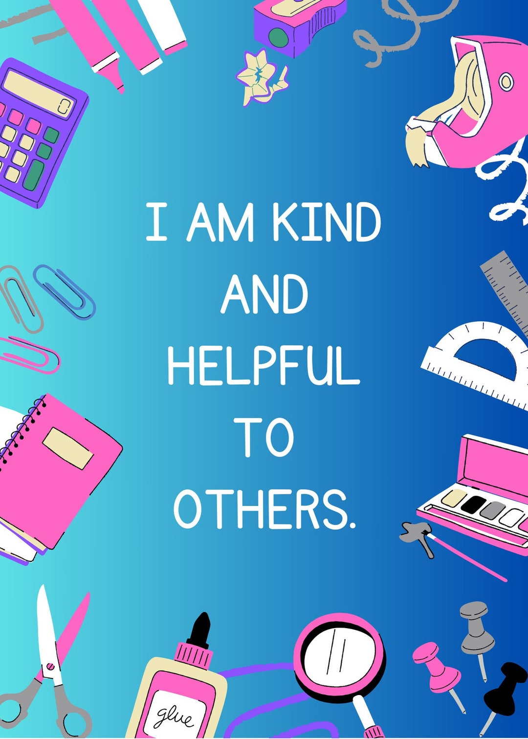 Affirmations for Kids, Classroom Posters, Kids Back to School Cards ...