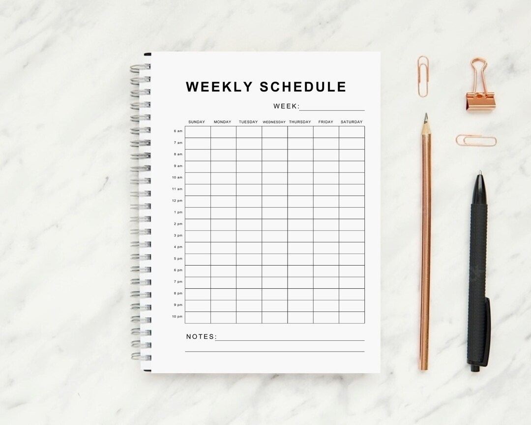 Black & White Planner, Weekly Schedule, Weekly Planner Printable, Week ...