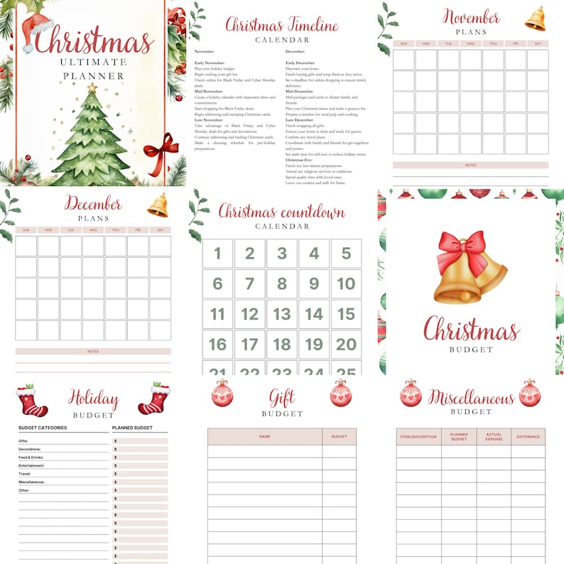 Ultimate Christmas Planner: Holiday Budget, Gift List, Menu (digital ...