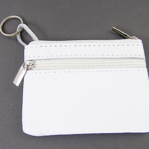 Personalized White Leather Coin Purse White Zipper Pouch With - Etsy