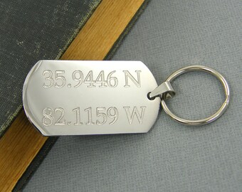 Latitude and Longitude Keychain Personalized Key Chain - Etsy