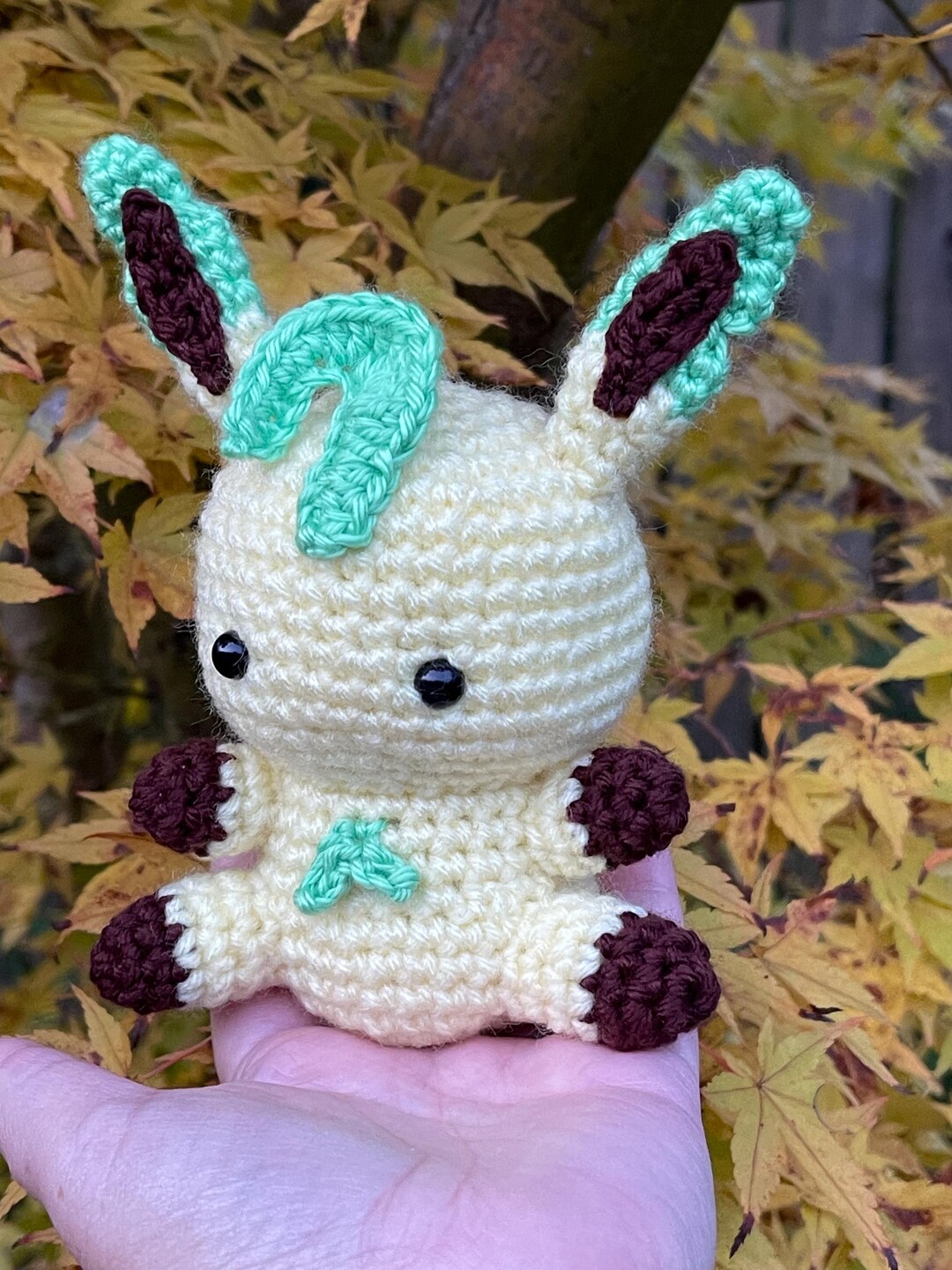 Crochet Leafeon Amigurumi Pokemon Eeveelution Plush Stuffed Animal Toy ...