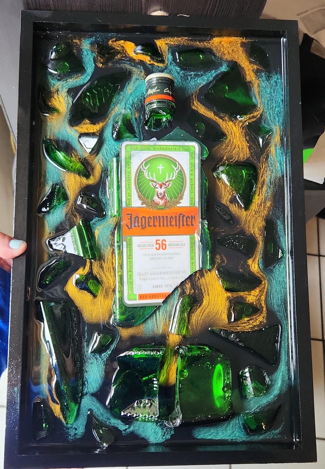 Jager Broken Bottle Colored Resin Art - Etsy