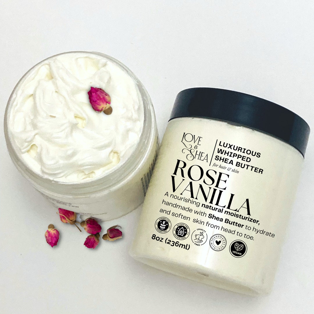 Body Butter , Rose Vanilla Moisturizer With Shea Butter & Mango Butter ...