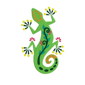 Gecko Embroidery Design, Digital Download Embroidery Files, Size 3.2in ...
