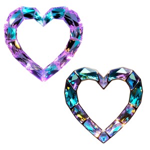 Jeweled Heart Frames PNG Bundle, Love Frame Design, Digital Frames ...