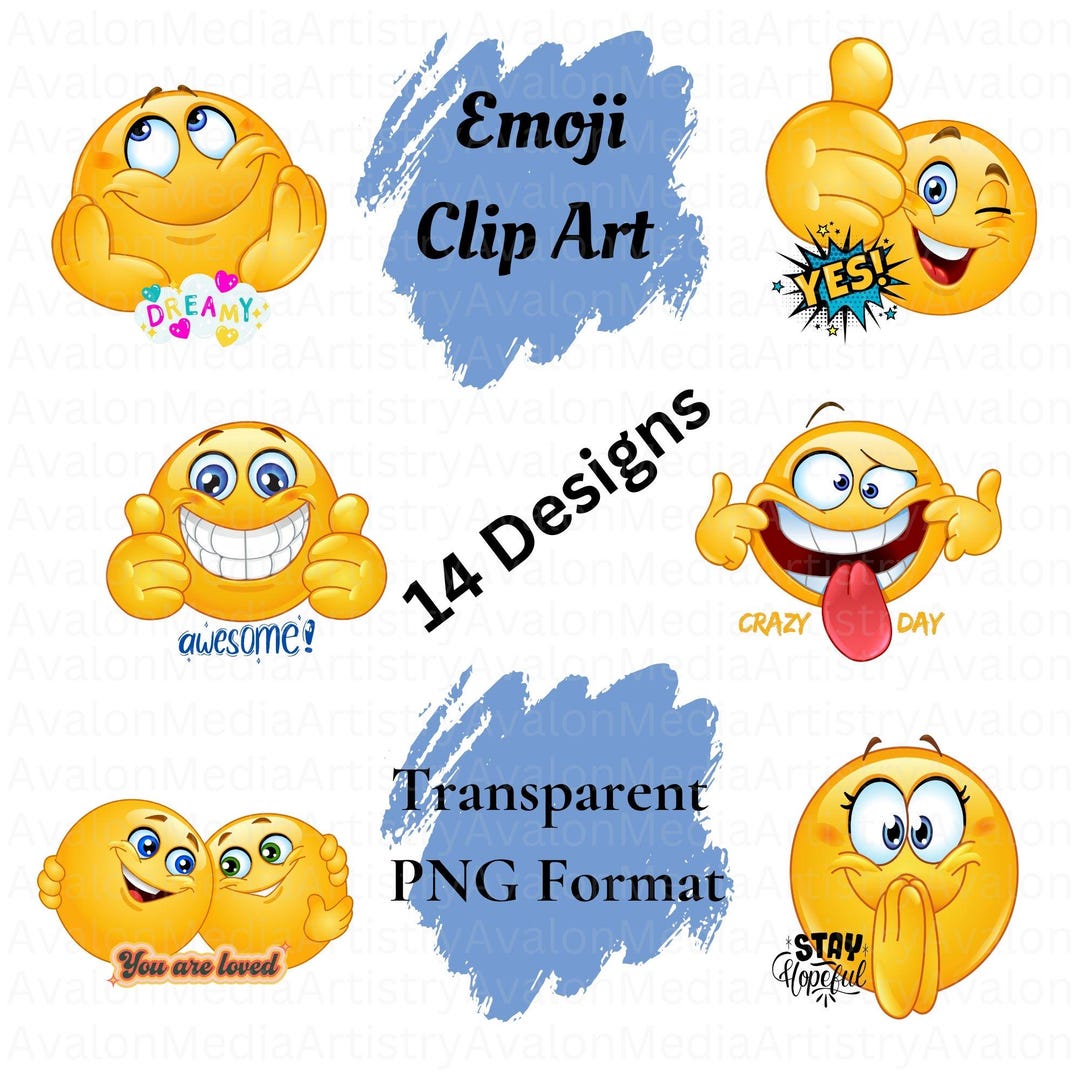 Emoji PNG, Clipart Bundle – Smiley Faces for Scrapbooking, Cards ...
