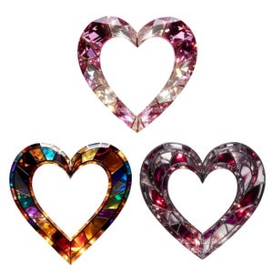 Jeweled Heart Frames PNG Bundle, Love Frame Design, Digital Frames ...