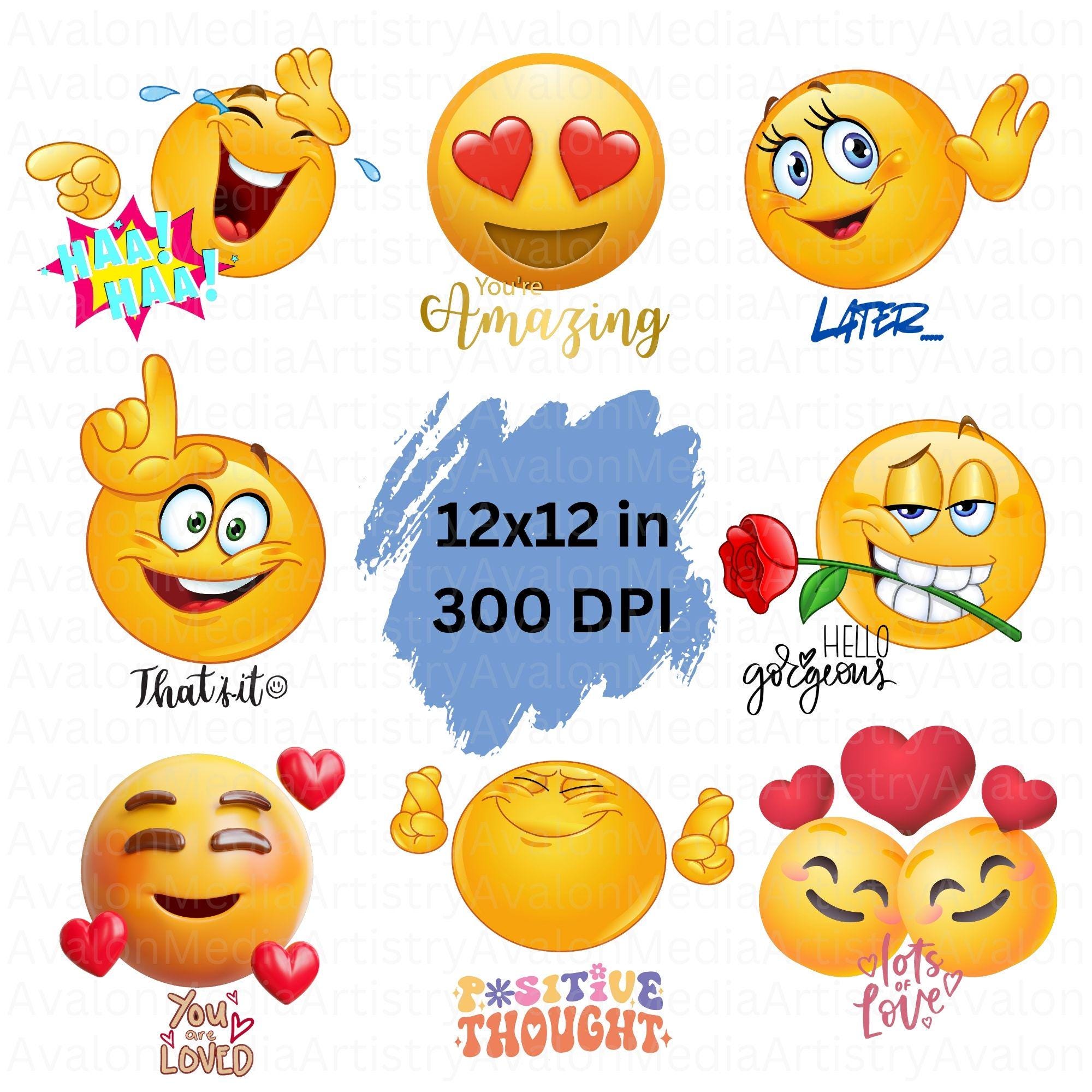 Emoji PNG Clipart Bundle: Smiley Faces for Scrapbooking (commercial Use ...