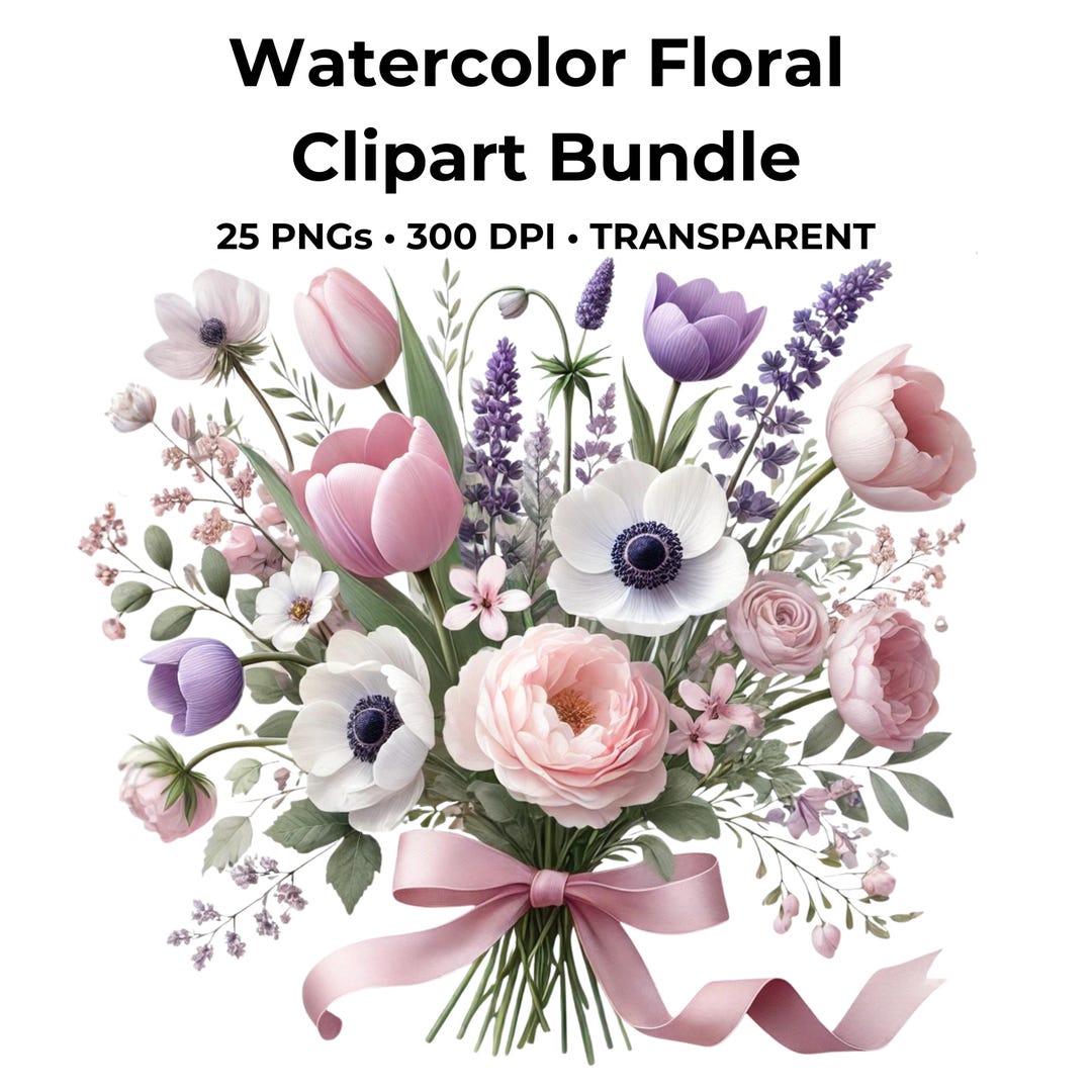 Spring Floral Clipart Bundle, Digital Floral Arrangements, Commercial ...