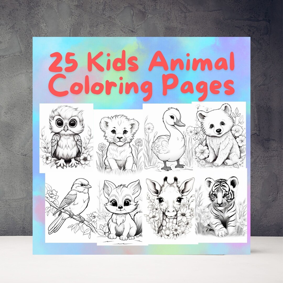 25 Animal Coloring Pages for Kids – Printable Digital Download ...