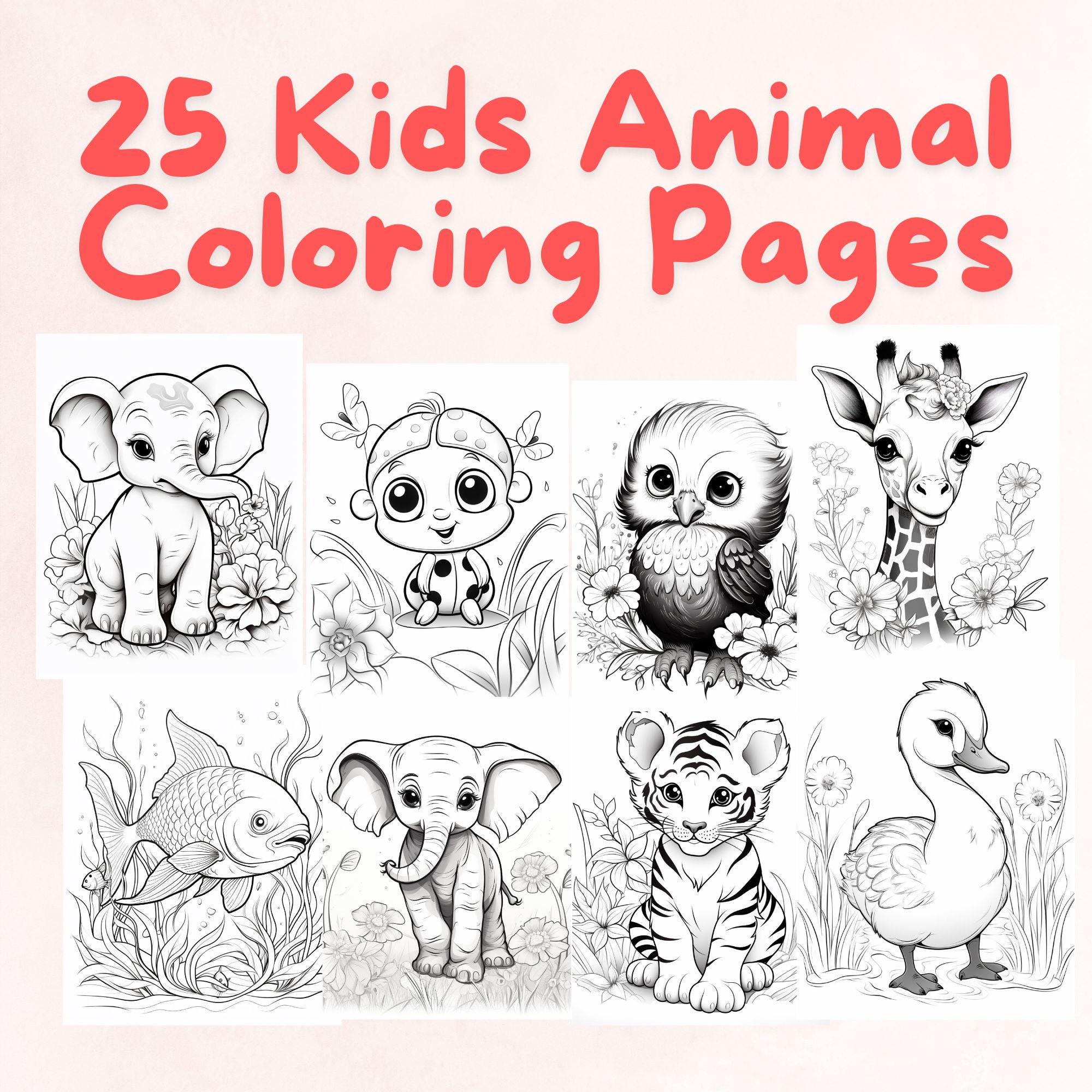 Coloring Pages - 25 Animal Printable Activity Sheets for Kids, Toddlers ...