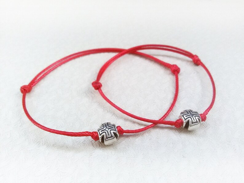 Two Red Strings Couple Cross bracelet Friendship bracelet | Etsy