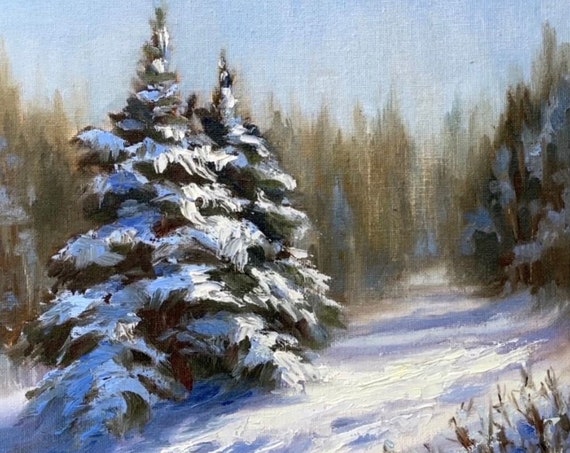 Winter Pine Tree Paintings
