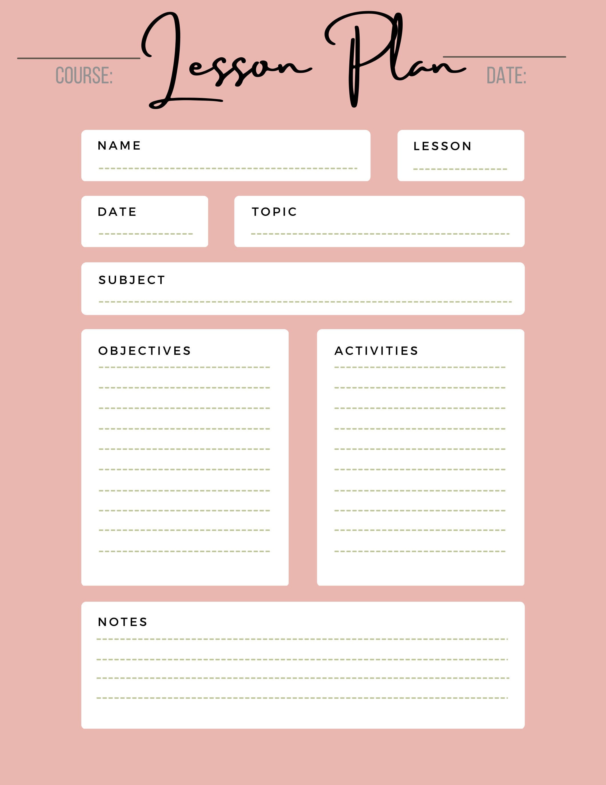 8 Lesson Plan Templates for Teachers, Weekly Plans, Daily, 5 and 7 ...