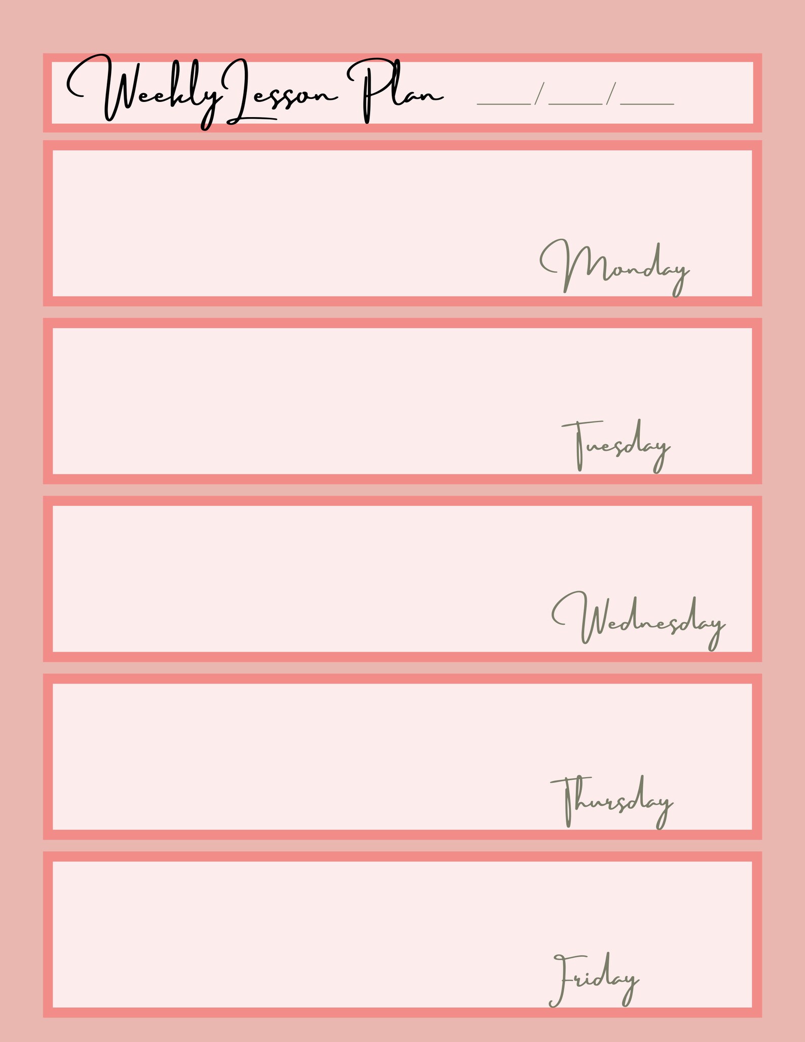 8 Lesson Plan Templates for Teachers, Weekly Plans, Daily, 5 and 7 ...
