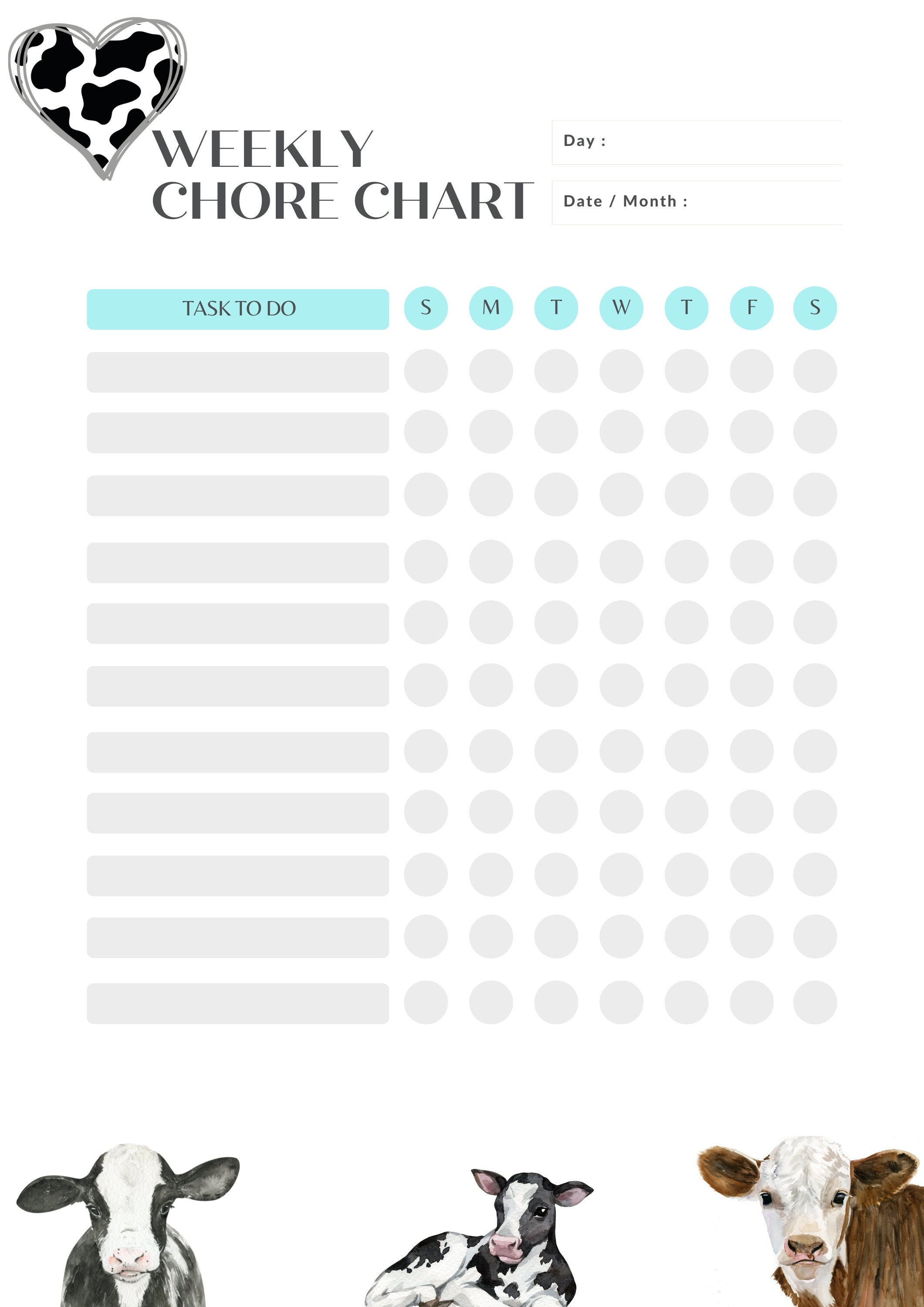 I Love Cows Chore Chart - Etsy