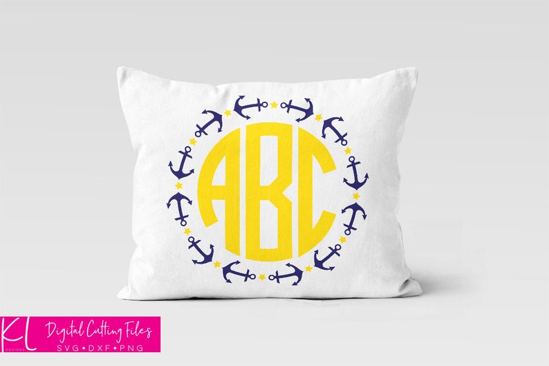 Set of 3 Nautical Anchor Monogram SVG Cut Files for Summer | Etsy