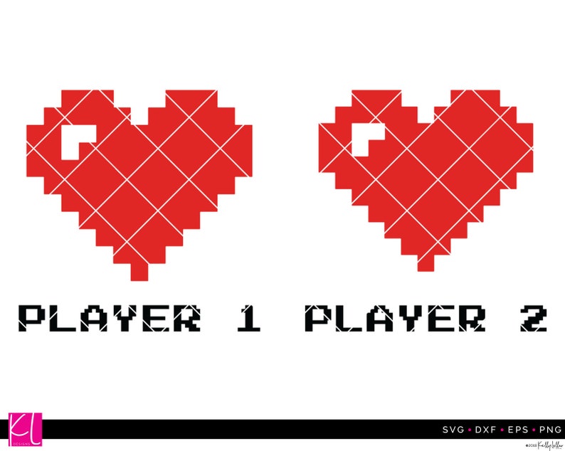 Video Gamer Couple Pixel Heart Svg Cut File With Player 1 and | Etsy