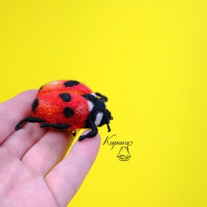Fun Ladybug Brooch, Insect Felted Pin, Ladybird Accessory, Red Bug Wool ...
