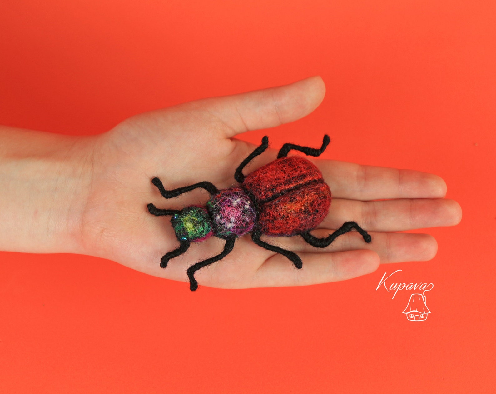 Red Beetle Pin, Large Insect Brooch, Bug Needle Felt Wool 3d Brooch ...