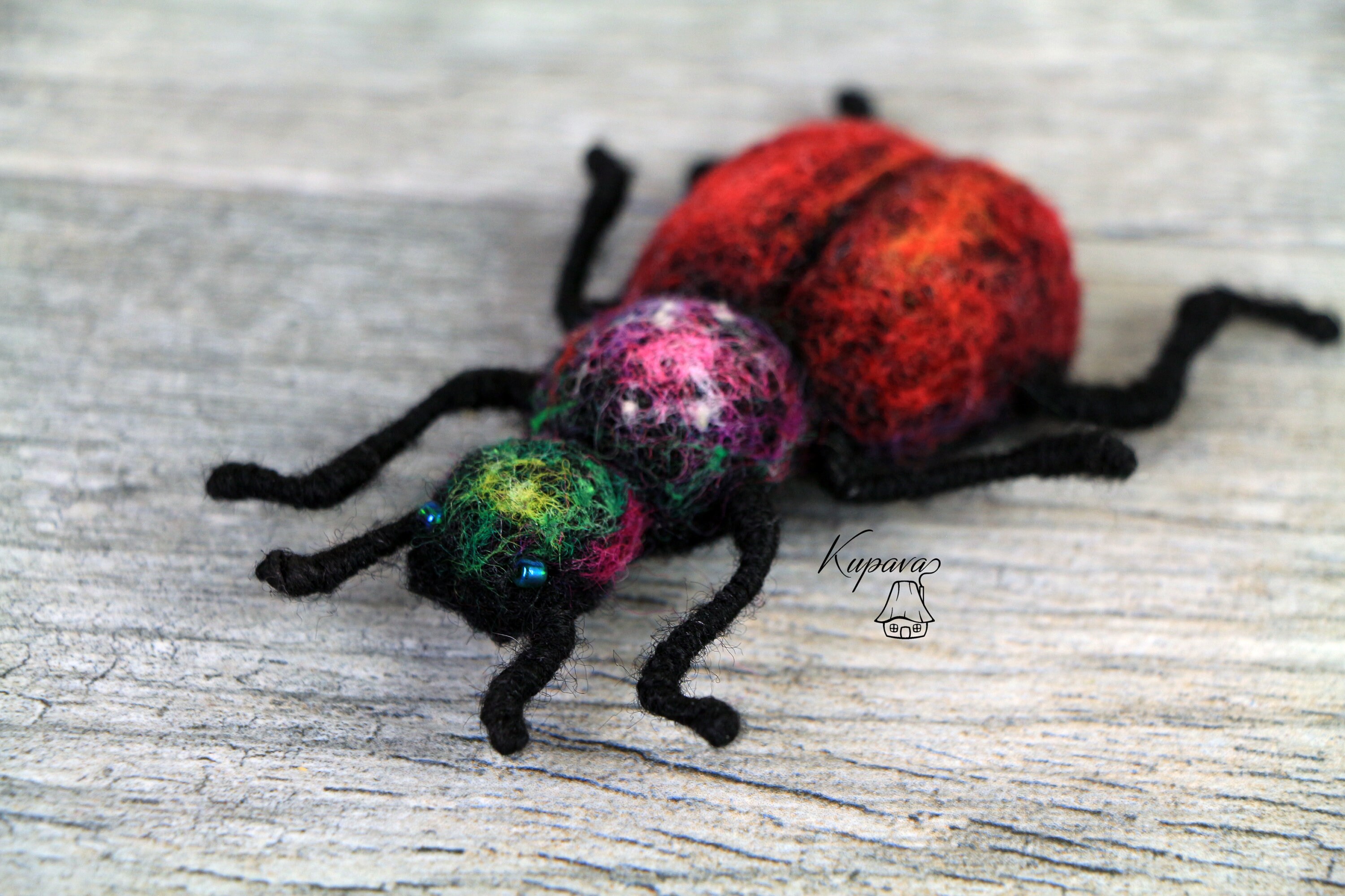 Red Beetle Pin Large Insect Brooch Bug Needle Felt Wool 3d | Etsy