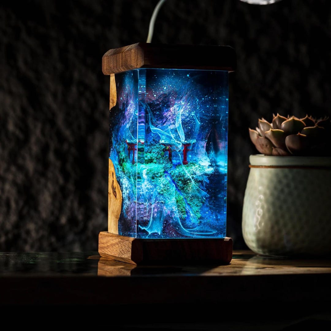 GALAXY TORII GATE Resin Lamp, Custom Epoxy Resin Lamp, Desk Lamp, Table ...