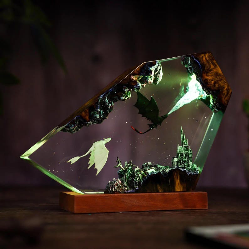 Toothless & Light Fury Resin Lamp, How to Train Your Dragon LED Night ...