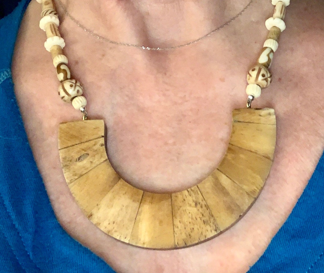 Wood Horn Beaded Bone Bib Choker - Etsy