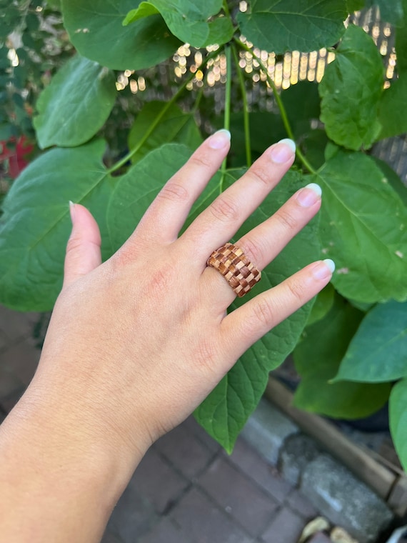 Cedar Bark Woven Ring Earth Ring Nature Rings - Etsy