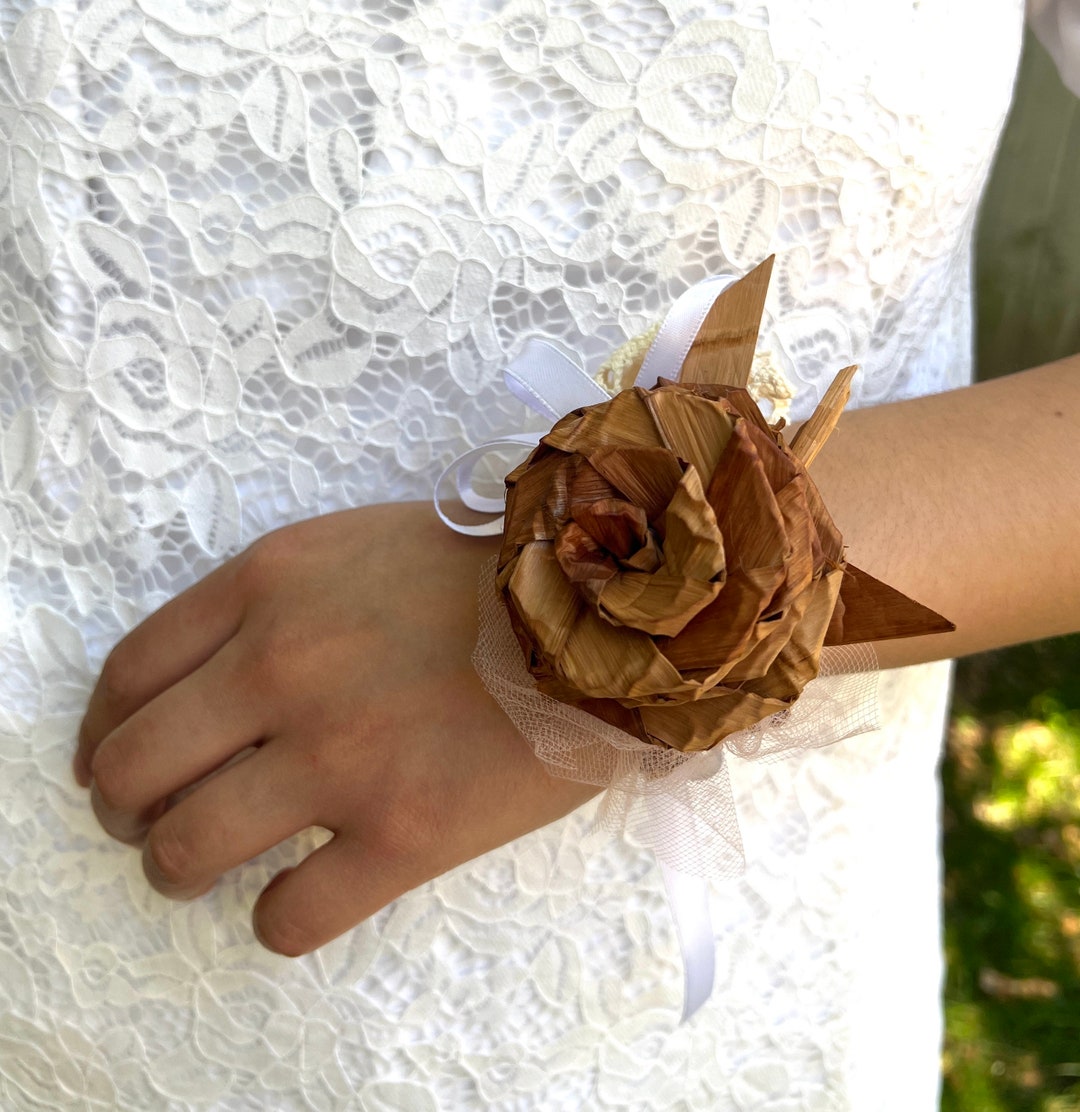 Pink and Yellow Graduation Corsage / Prom Corsage / Wedding Bracelet - Etsy