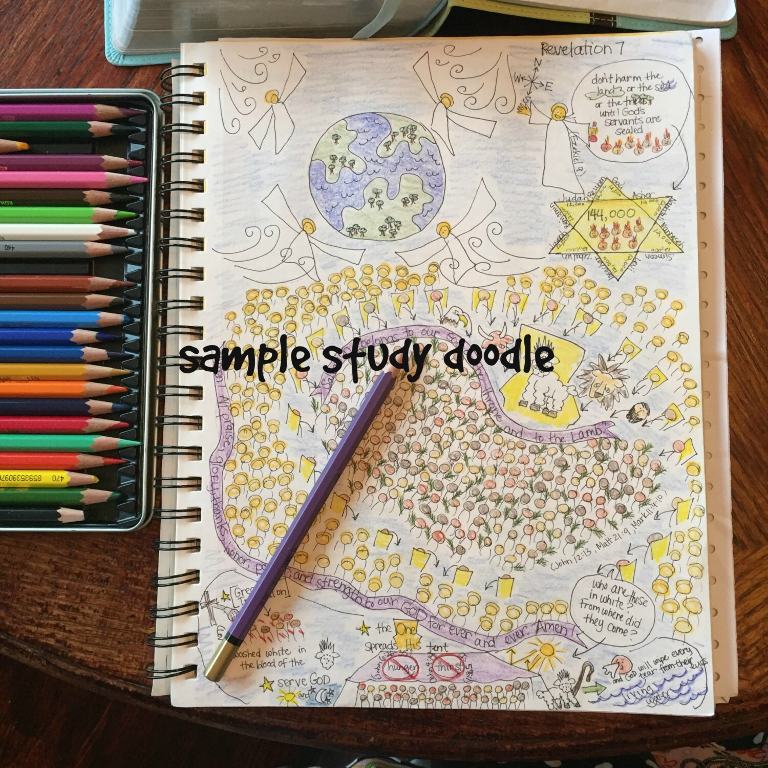 Bible Doodle Study Guide for Revelation 7- the 144,000 Are Sealed; a ...
