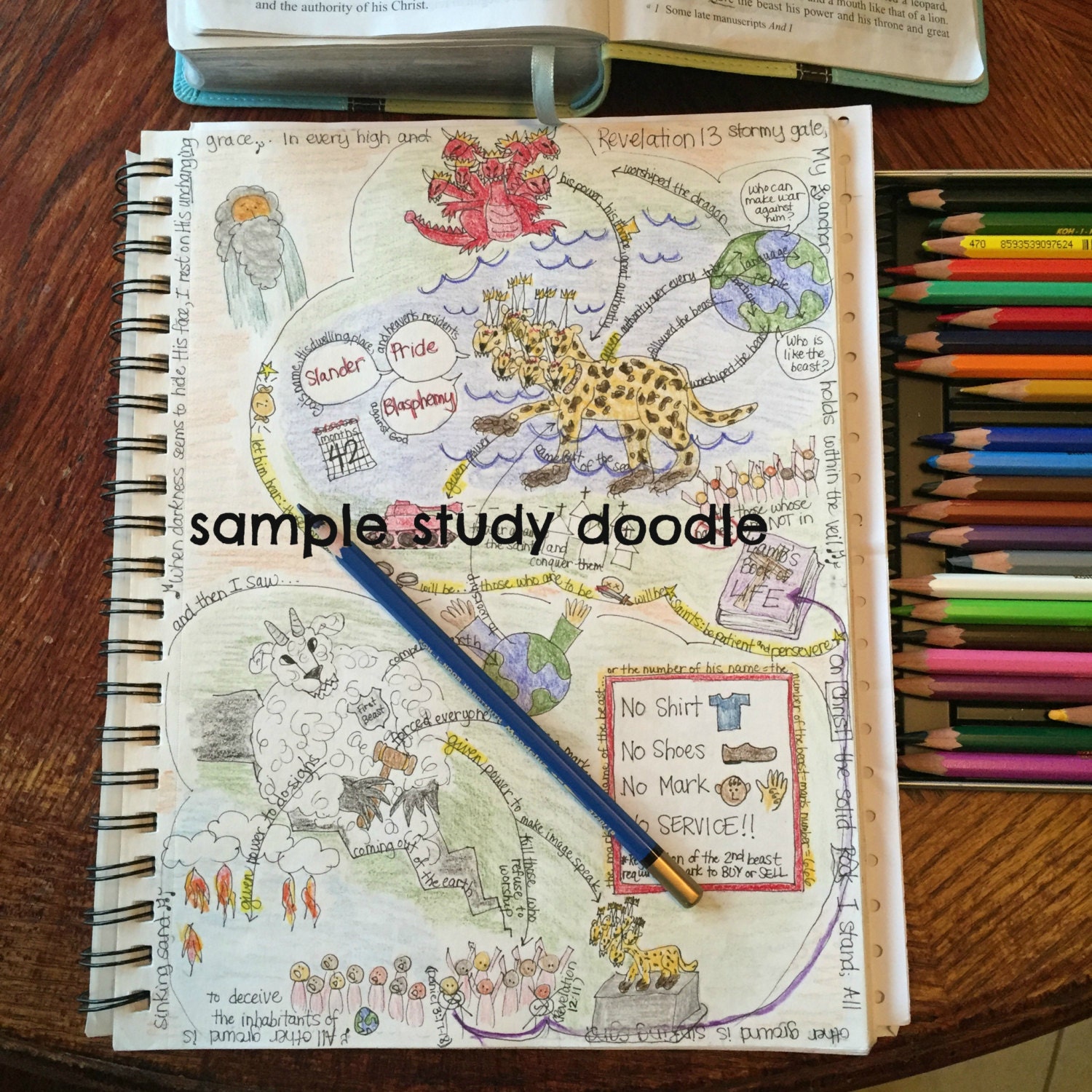 Bible Doodle Study Guide for Revelation 13- the Beast From the Sea and ...