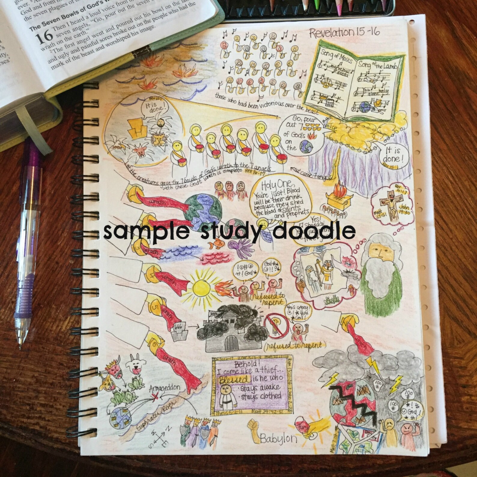 Bible Doodle Study Guide for Revelation 15-16- the 7 Angels With the 7 ...