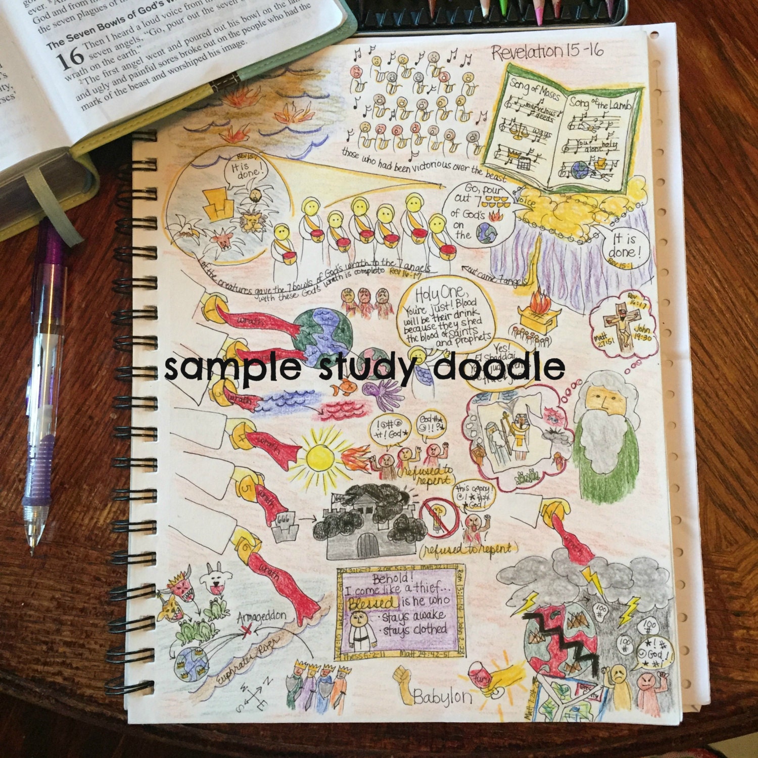 Bible Doodle Study Guide for Revelation 15-16- the 7 Angels With the 7 ...