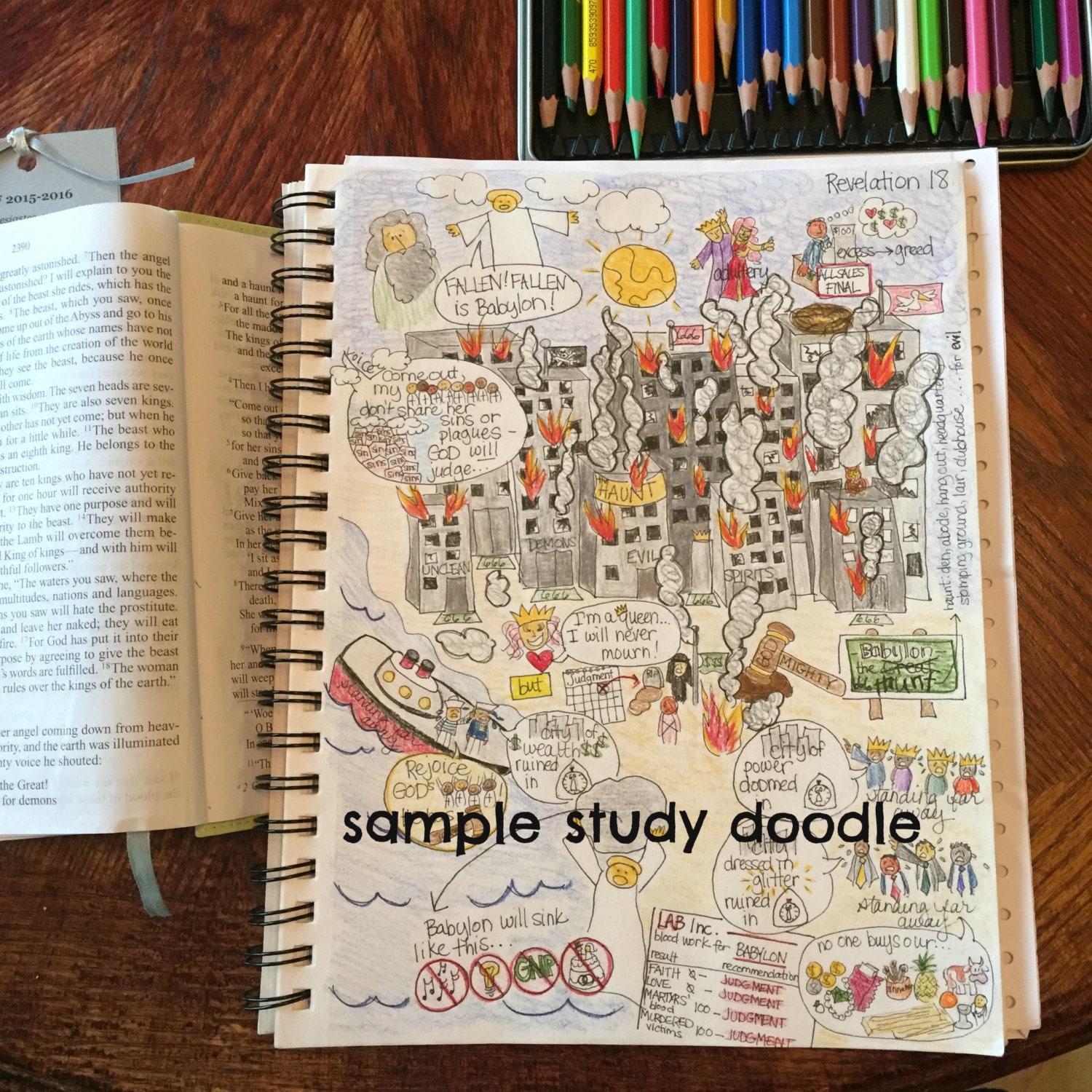 Bible Doodle Study Guide for Revelation 18- the Fall of Babylon - Etsy