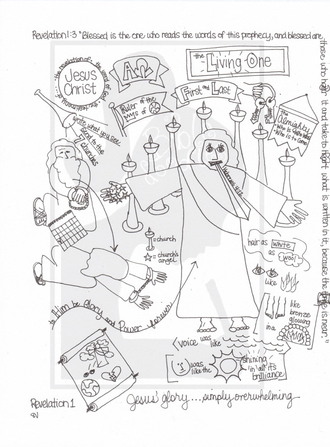 Bible Doodle Study Packet for Revelation 1-3- Christ and the Churches ...