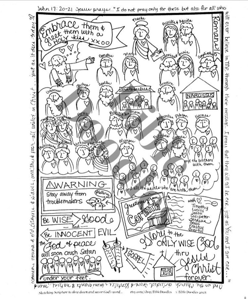 Bible Doodle Study Packet for Romans Chapters 13-16 - Etsy