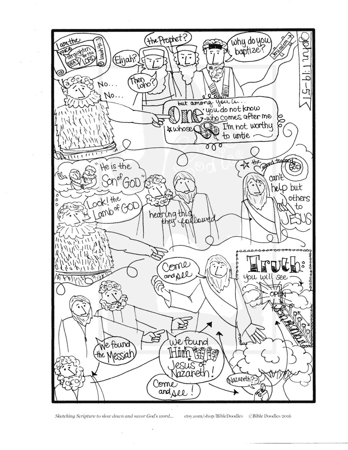 Bible Doodle Study Guide for John 1:19-51- John's Testimony Pointing ...