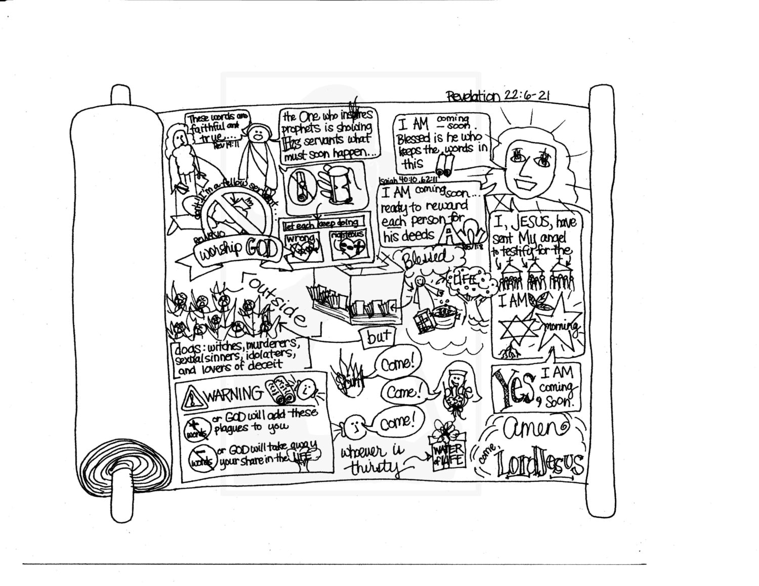 Bible Doodle Study Guide for Revelation 22:6-21-come, Lord Jesus! - Etsy