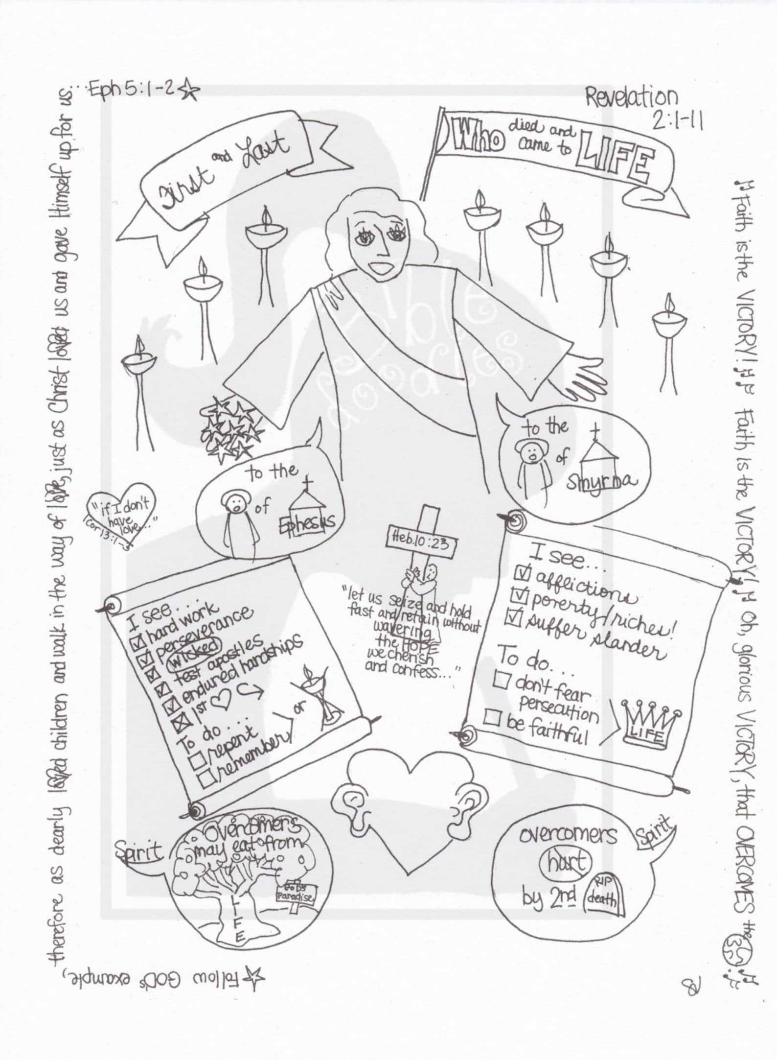 Bible Doodle Study Packet for Revelation 1-3- Christ and the Churches ...