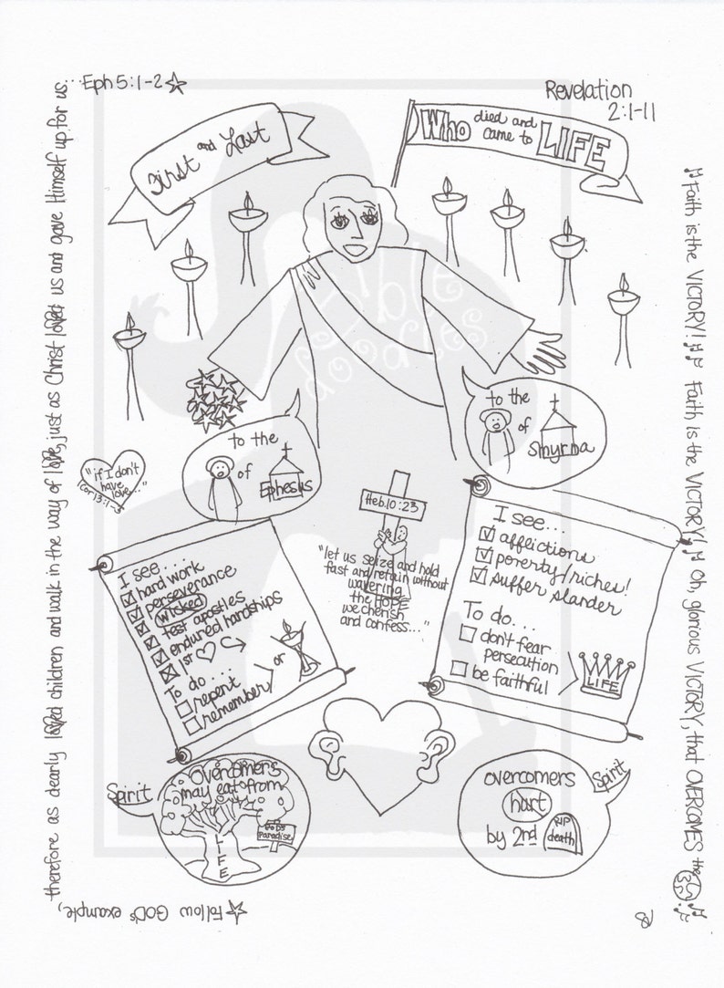 Bible Doodle Study Packet for Revelation 1-3- Christ and the Churches ...