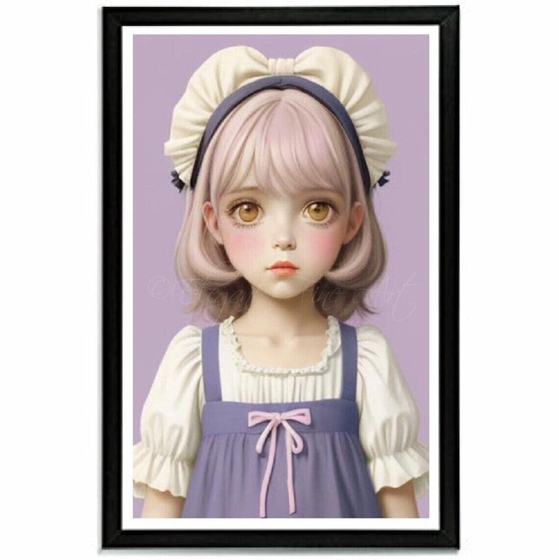 Little Girl With Big Eyes in Bonnet Print - Vintage Portrait Poster ...