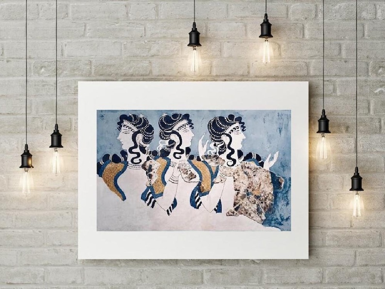 Ladies in Blue Fresco Minoan Palace of Knossos at Heraklion, Crete ...
