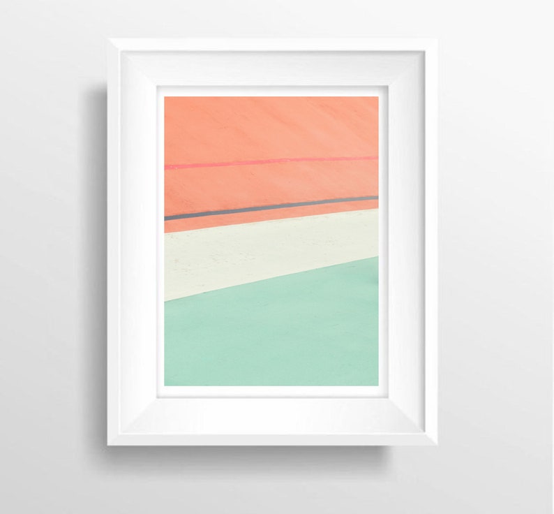 Abstract Peach Mint Green Wall Art Decor, Modern Pastel Digital Print ...