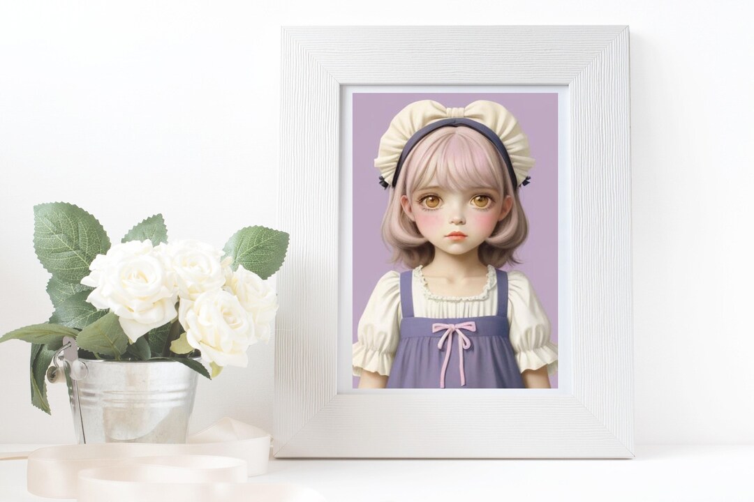 Little Girl With Big Eyes in Bonnet Print - Vintage Portrait Poster ...