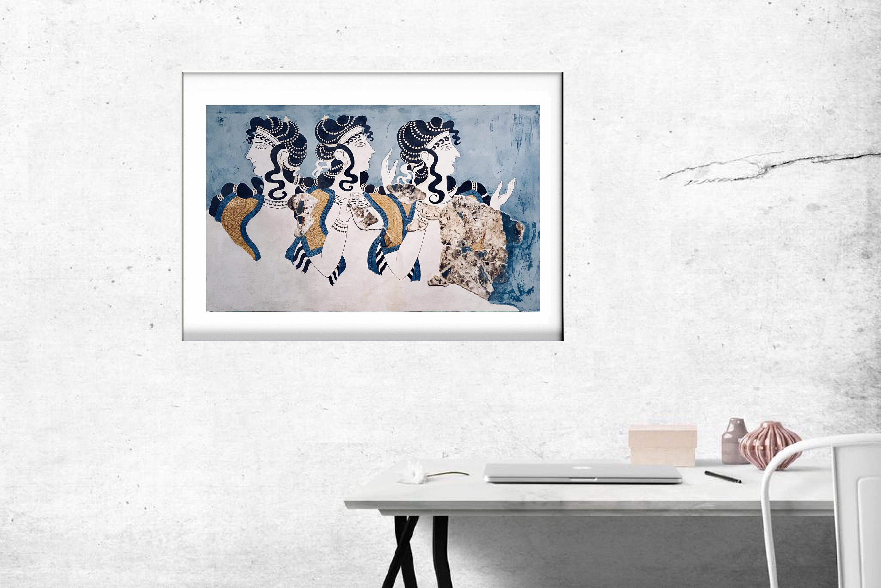Ladies in Blue Fresco Minoan Palace of Knossos at Heraklion, Crete ...