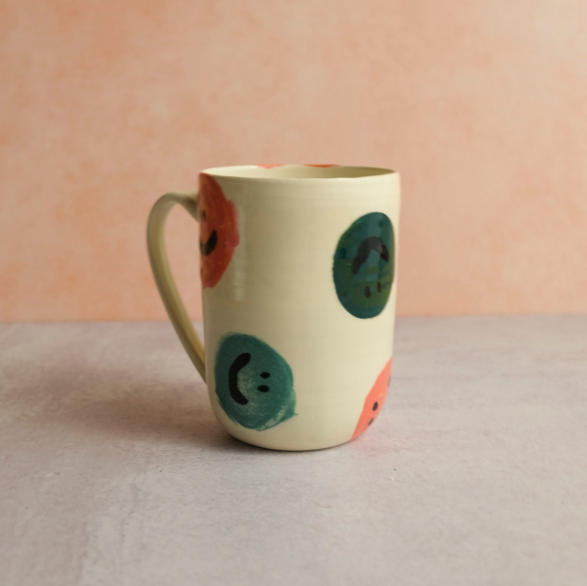 Smiley Handmade Ceramic Mug 14 Oz - Etsy